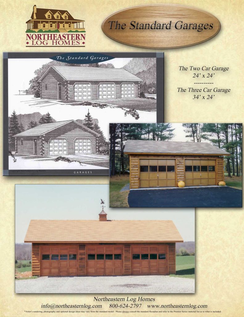 Standard 3-Car Garage (In full Log or Log Siding) | Northeastern Log Homes